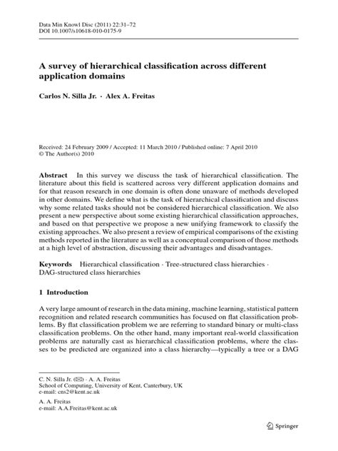 2011 A Survey Of Hierarchical Classification Across Different