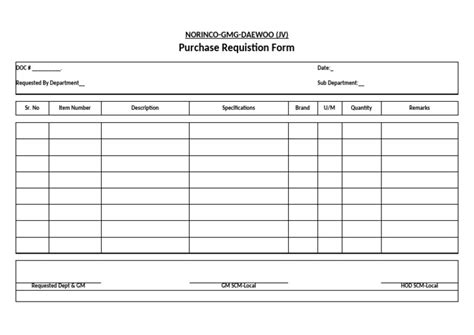 Purchase Requisition For Procurement Pdf