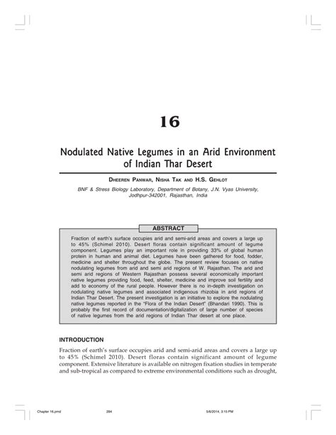 Pdf Nodulated Native Legumes In An Arid Environment Of Indian Thar Desert