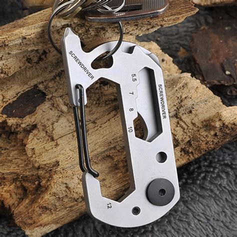Hesroicy Hiking Climbing Stainless Steel Keychain Multi Tool Carabiner