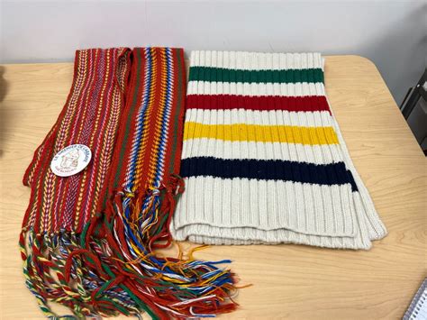 Large Hudsons Bay Company Scarf Festival Du Voyageur Sashes And Button