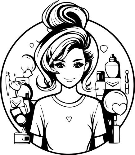 A Female Cosmetologist With Makeup Tools Cartoon Vector Image