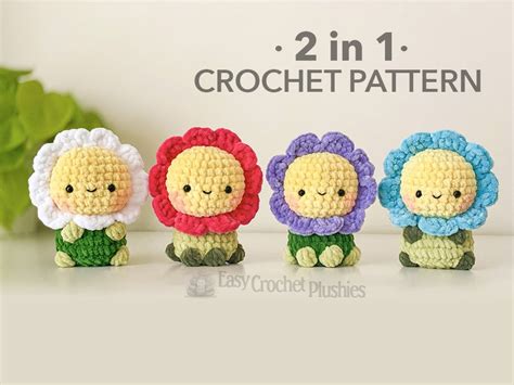 No Sew Flower Crochet Pattern No Sew Amigurumi Crochet Plushie