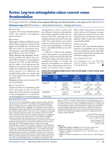 Pdf Review Long Term Anticoagulation Reduces Recurrent Venous
