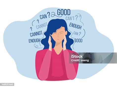사업가 혼란 또는 가면 증후군 그의 머리에 대한 자기 의심 좋지 않고 충분하고 생각하고 결정을 내릴 수 있는 자신감을 가질 수