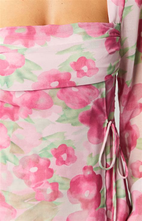 Lucy Pink Floral Print Long Sleeve Mini Dress Beginning Boutique Au
