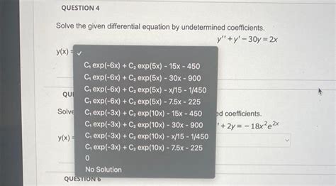 Solved Solve The Given Differential Equation By Undetermined