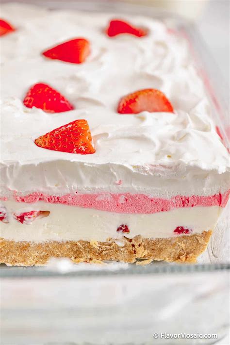 Strawberry Jello Lasagna Dessert No Bake Flavor Mosaic