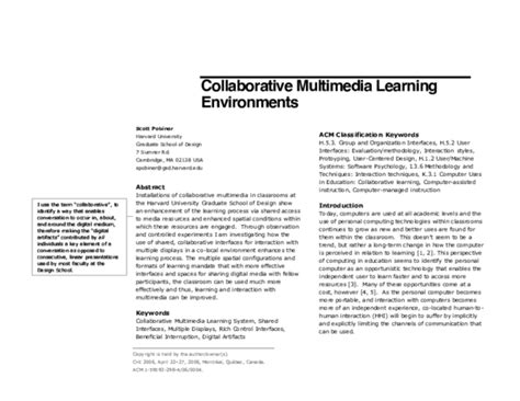 Pdf Collaborative Multimedia Learning Environments