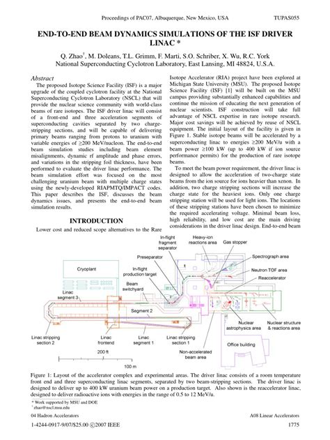 Pdf End To End Beam Dynamics Simulations Of The Isf Driver Linac