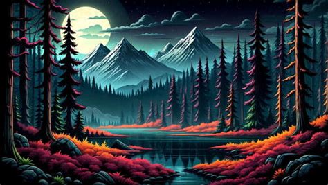 Пейзаж хвойный лес и синие цветы · бесплатная фотография от Danastr картинки и обои на рабочий