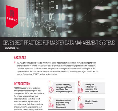Seven Best Practices For Master Data Management Systems Respec