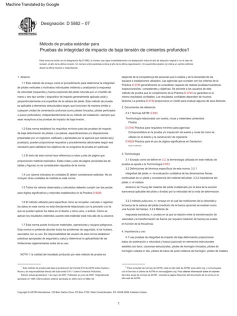 Astm D5882 07 Low Strain Impact Integrity Testing Es Pdf