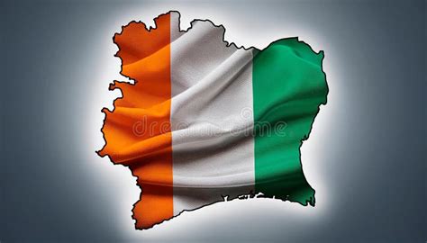 Map Of Ivory Coast With Waving Flag In Background Stock Illustration