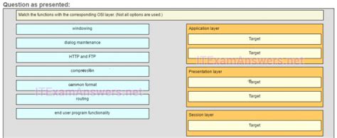 Match The Functions With The Corresponding Osi Layer Not All Options