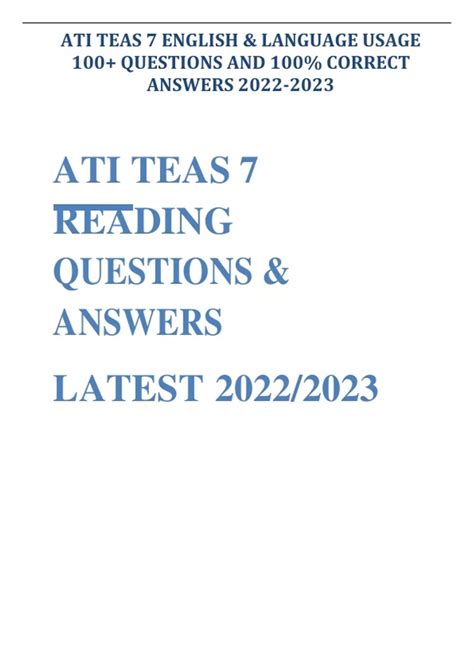 ATI TEAS ENGLISH LANGUAGE USAGE QUESTIONS AND CORRECT ATI TEAS Stuvia US