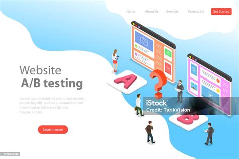 등각 투영 평면 벡터 Ab 테스트의 서식 파일 페이지를 방문 테스트 분할 과학 실험에 대한 스톡 벡터 아트 및 기타 이미지