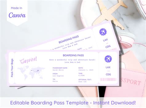 Editable Boarding Pass Template Custom Boarding Card Etsy