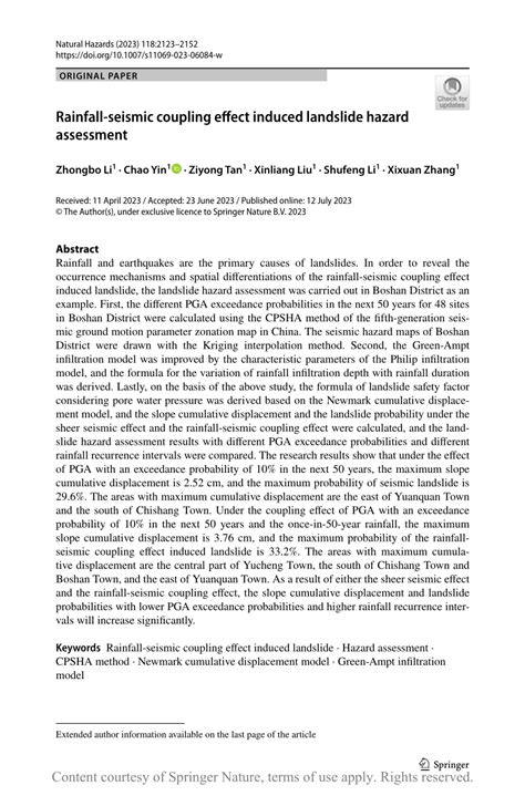 Rainfall Seismic Coupling Effect Induced Landslide Hazard Assessment