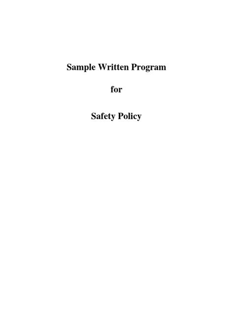 Sample Safety Policy Pdf Occupational Safety And Health