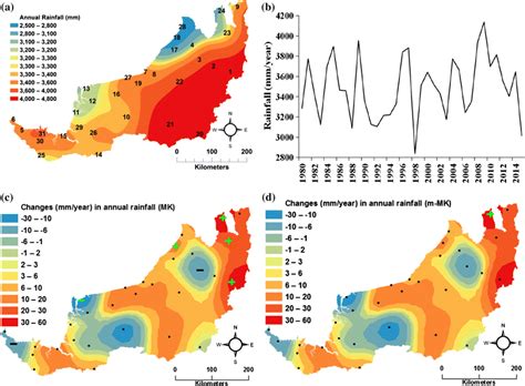 A Spatial Distribution Of Mean Annual Rainfall Mmyear B Time Series Download Scientific