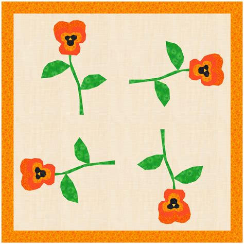 Pansy Flower Foundation Paper Piecing Pattern Fpp Pattern Quilt