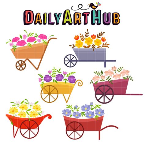 Flower Carts Clip Art Set Daily Art Hub Graphics Alphabets And Svg