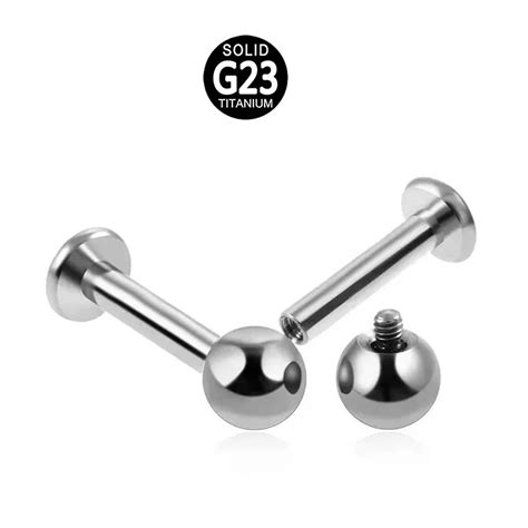 ASTM F G Titanium Piercing Jewelry Internally Threaded Labret Stud Titan Piercingschmuck