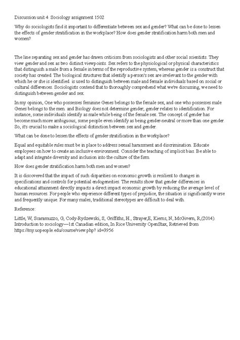 Discussion Unit 4 Sociology Assignment 1502 1502 01 UoPeople Studocu