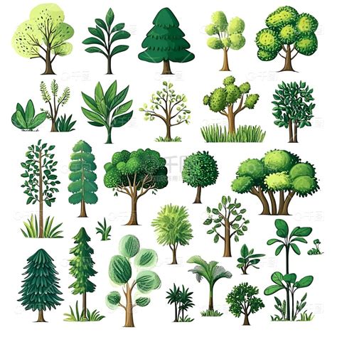 灌木ai数字艺术 Tree卡通风绿植森林树木灌木插画素材 Ai平面元素免费下载 Png格式 4096像素 编号71589538 千图网
