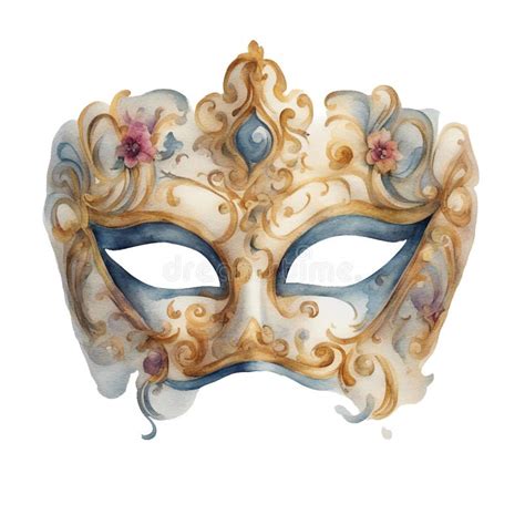 Ai Generated Illustration Of A Watercolor Venetian Carnival Mask Stock