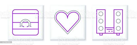 세트 라인 홈 스테레오 두 스피커 결혼 반지 및 하트 아이콘 벡터 0명에 대한 스톡 벡터 아트 및 기타 이미지 0명 3월