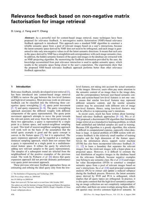 pdf relevance feedback based on non negative matrix factorisation for