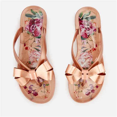 Ted Baker Womens Susziep Bow Flip Flops Serenityrose Gold Free Uk