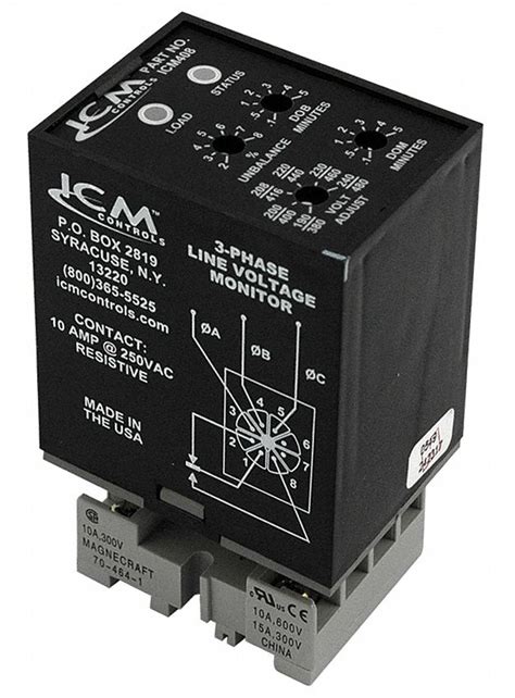 Icm Plug In Line Voltage Monitor 3 Phase 190 480v Ac Voltage 10