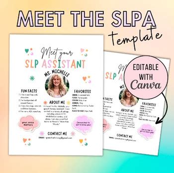 Meet The SLPA Editable Template Canva Template Speech Language Assistant