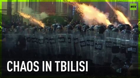 Water Cannons Tear Gas And Arrests Tbilisi Protest Turns Violent
