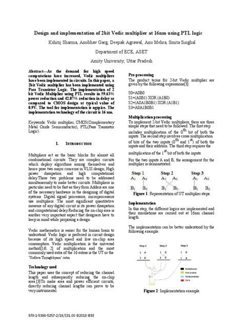 Design And Implementation Of 2bit Vedic Multiplier At 16nm Using Ptl