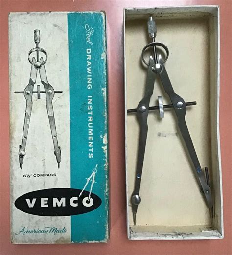Vintage Vemco Drawing Compass Drafting Tool Great Condition Stainless