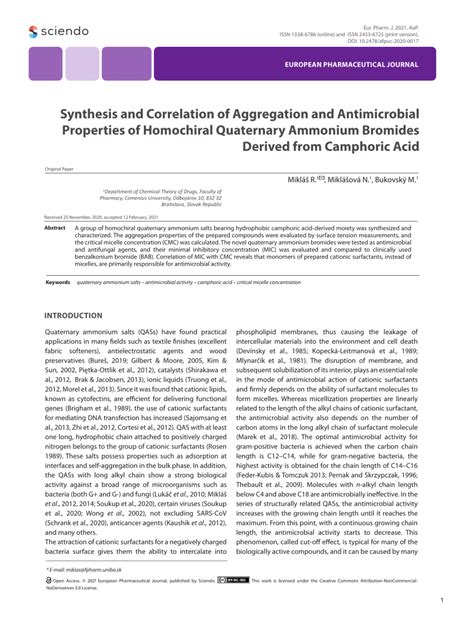 Pdf Synthesis And Correlation Of Aggregation And Antimicrobial Properties Of Homochiral