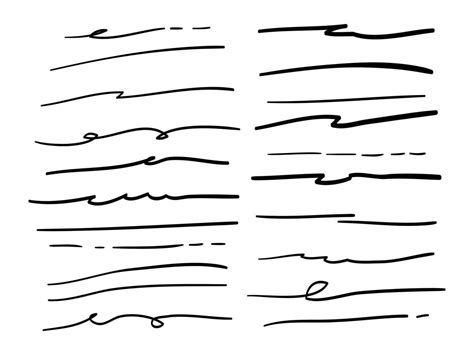 Hand Drawn Set Of Underline Curly Swishes Swashes Swoops Swirl Highlight Text Elements