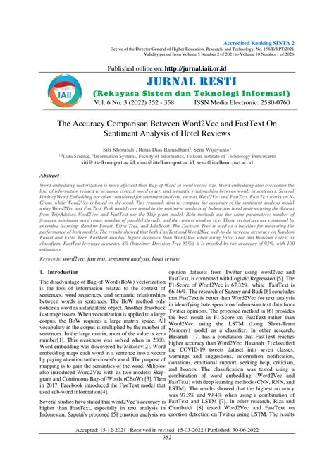Pdf The Accuracy Comparison Between Word2vec And Fasttext On