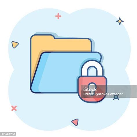 Ikon Izin Folder File Dalam Gaya Komik Akses Dokumen Ilustrasi Vektor