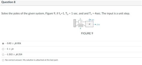 Solved Question 8 Solve The Poles Of The Given System