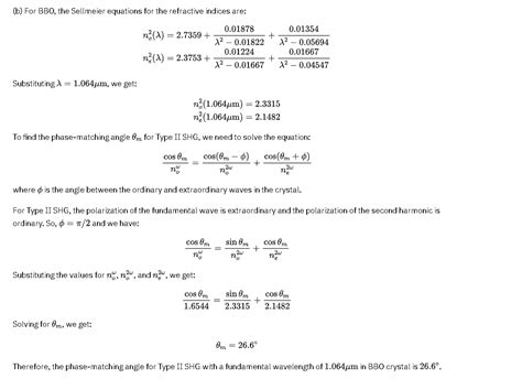 [solved] A In Birefringent Phase Matching Since The Direction Of