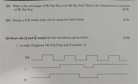 Solved Q1 What Is The Advantage Of JK Flip Flop Over SR Chegg Com