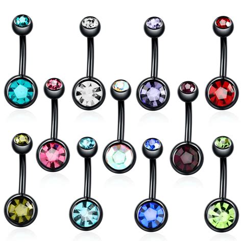 1 pc Piercings de Umbigo Oscila o Brinco Preto de Aço Umbigo Umbigo