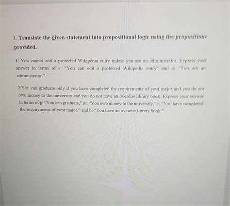 solved 3 translate the given statement into propositional