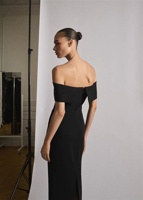 Off The Shoulder Dress With Slit Detail Women Mango Usa