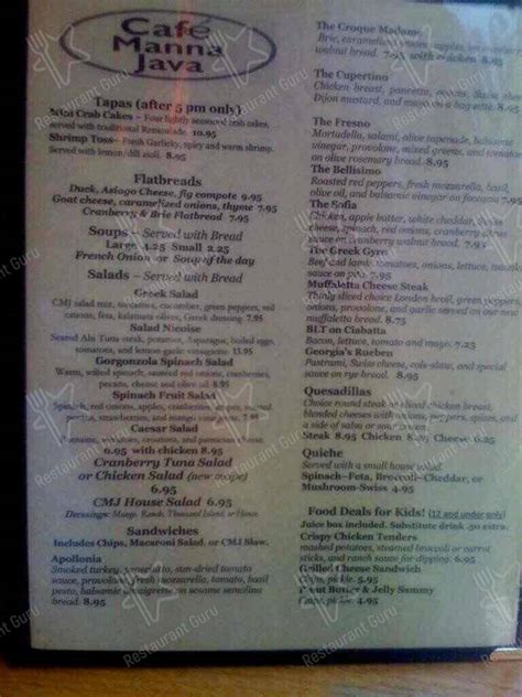Menu At Manna Java World Cafe Dubuque